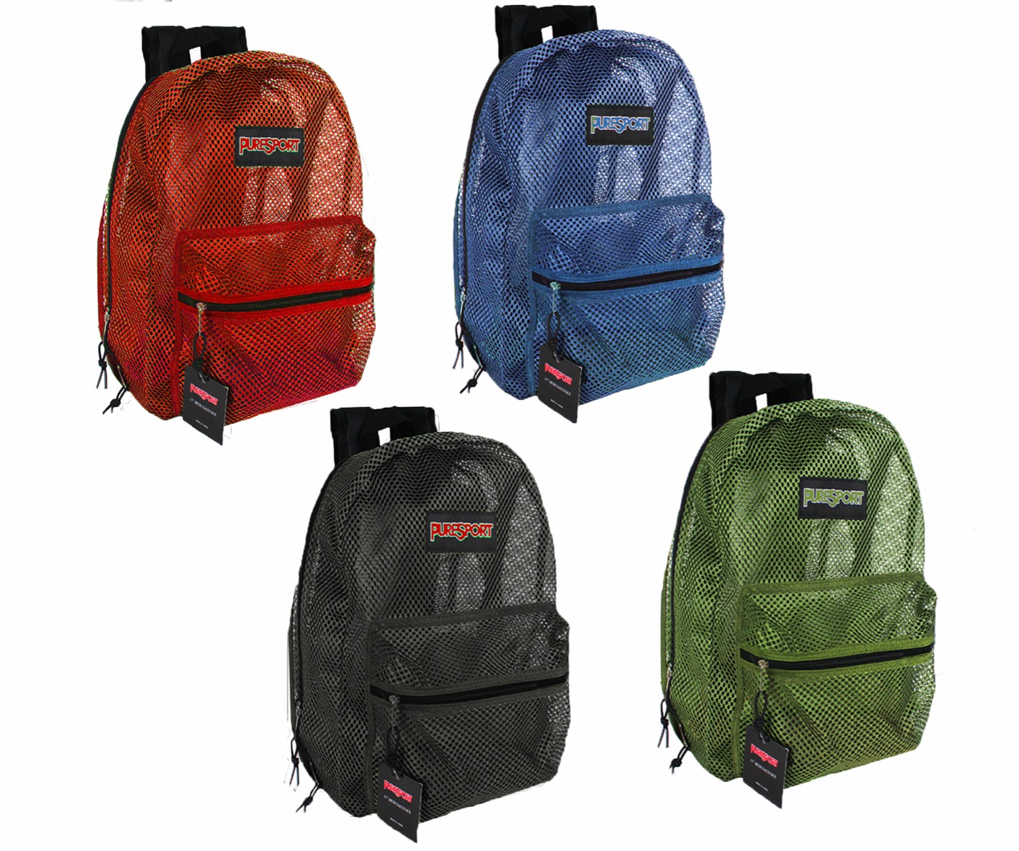 17" PureSport Mesh Backpacks - Assorted Colors
