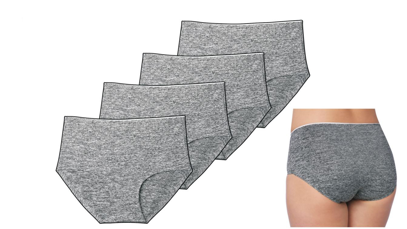 Womens Plus Size Invisible Opaque Sheer Design Panties Heathered